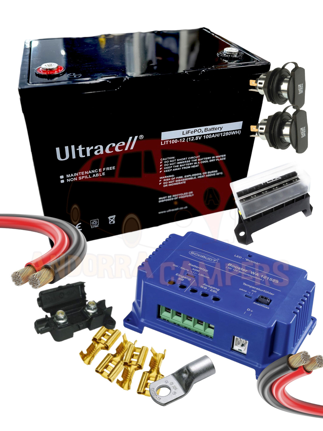 Kit d'installation de batterie auxiliaire Ultracell LITHIUM 100Ah avec ...