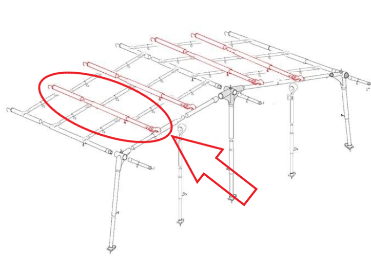 Reinforcement prop from the caravan to the front of the awning ...