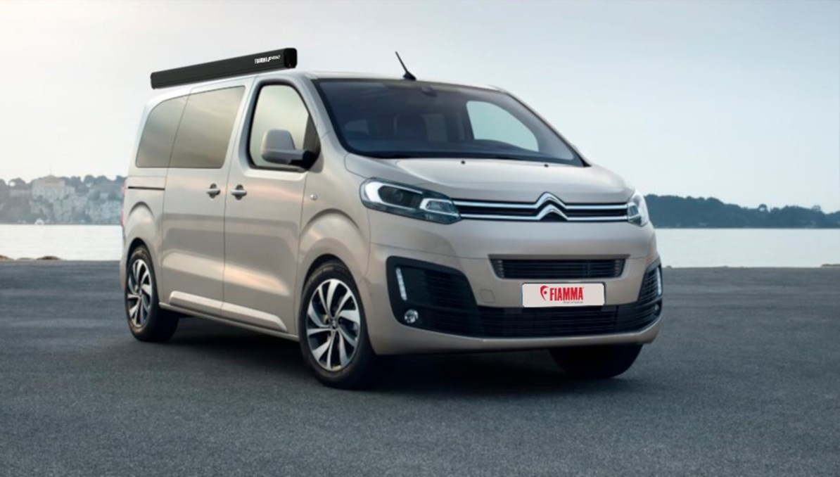 Markise Fiamma F45s 2,6m Spacetourer Deep Black, Royal Grey - Andorra Campers Online Shop