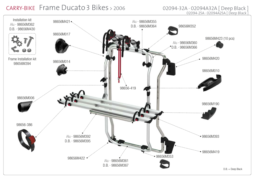 FIAMMA Frame Ducato 3-bike bike rack spare parts (02094A32A) B-STOCK ...